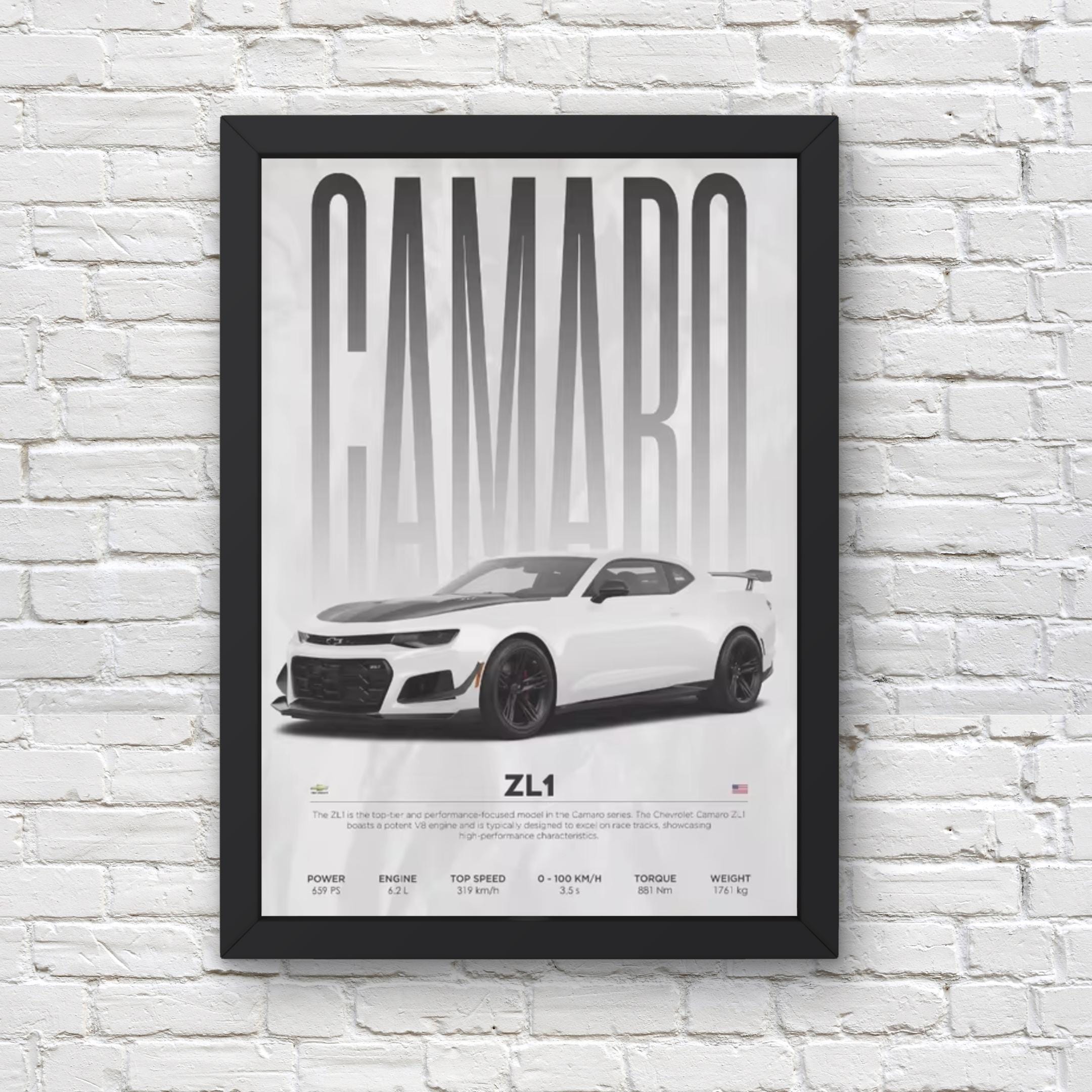 Chevy Camaro ZL1 Canvas Poster High-quality Wall Art for Car ...