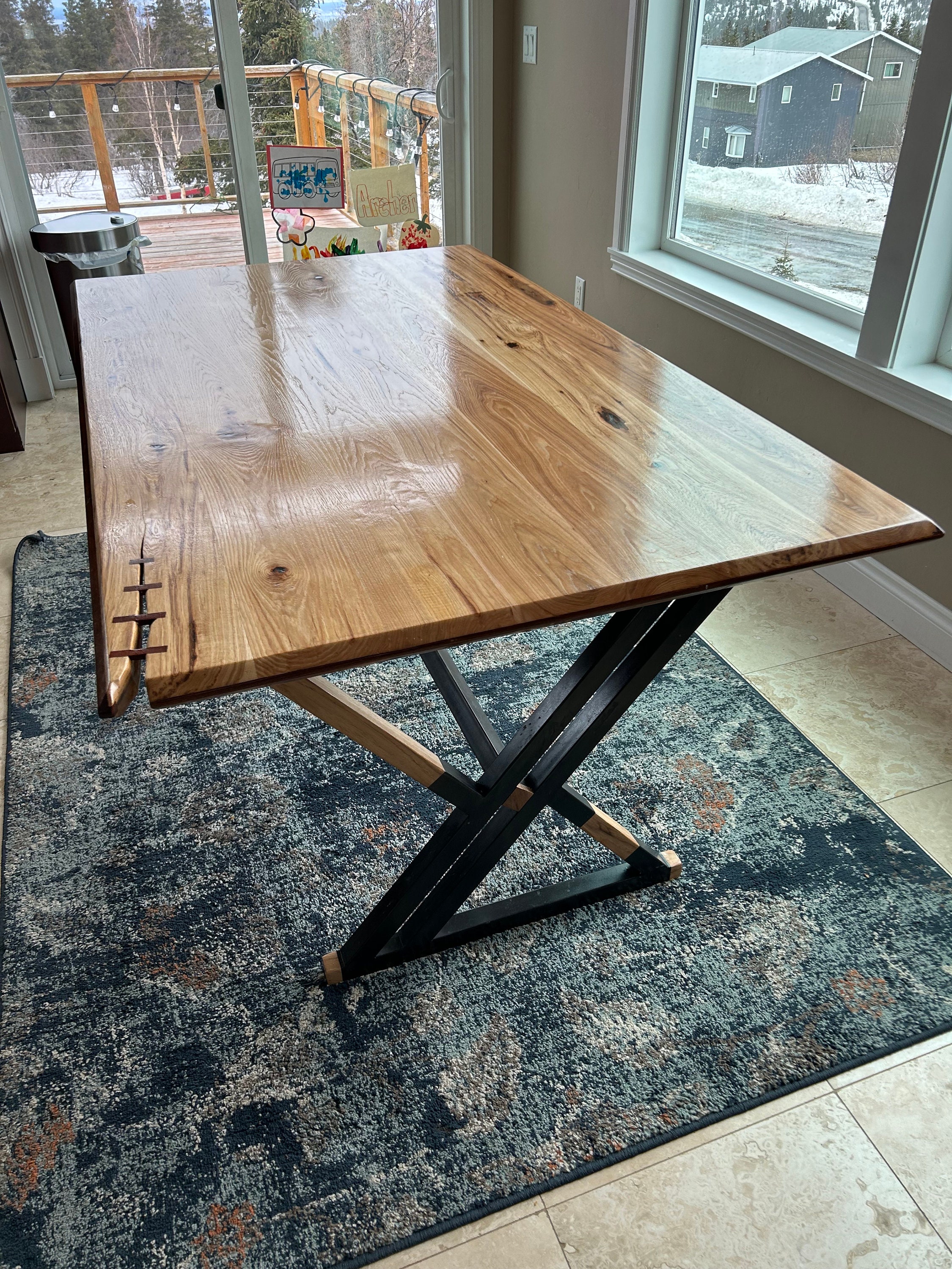 Hickory Dining Table With Sapele Accents - Etsy
