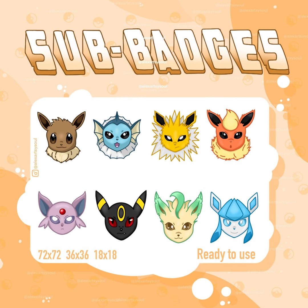 Cute Eevee Pokémon Sub-badges for Twitch and Discord - Etsy