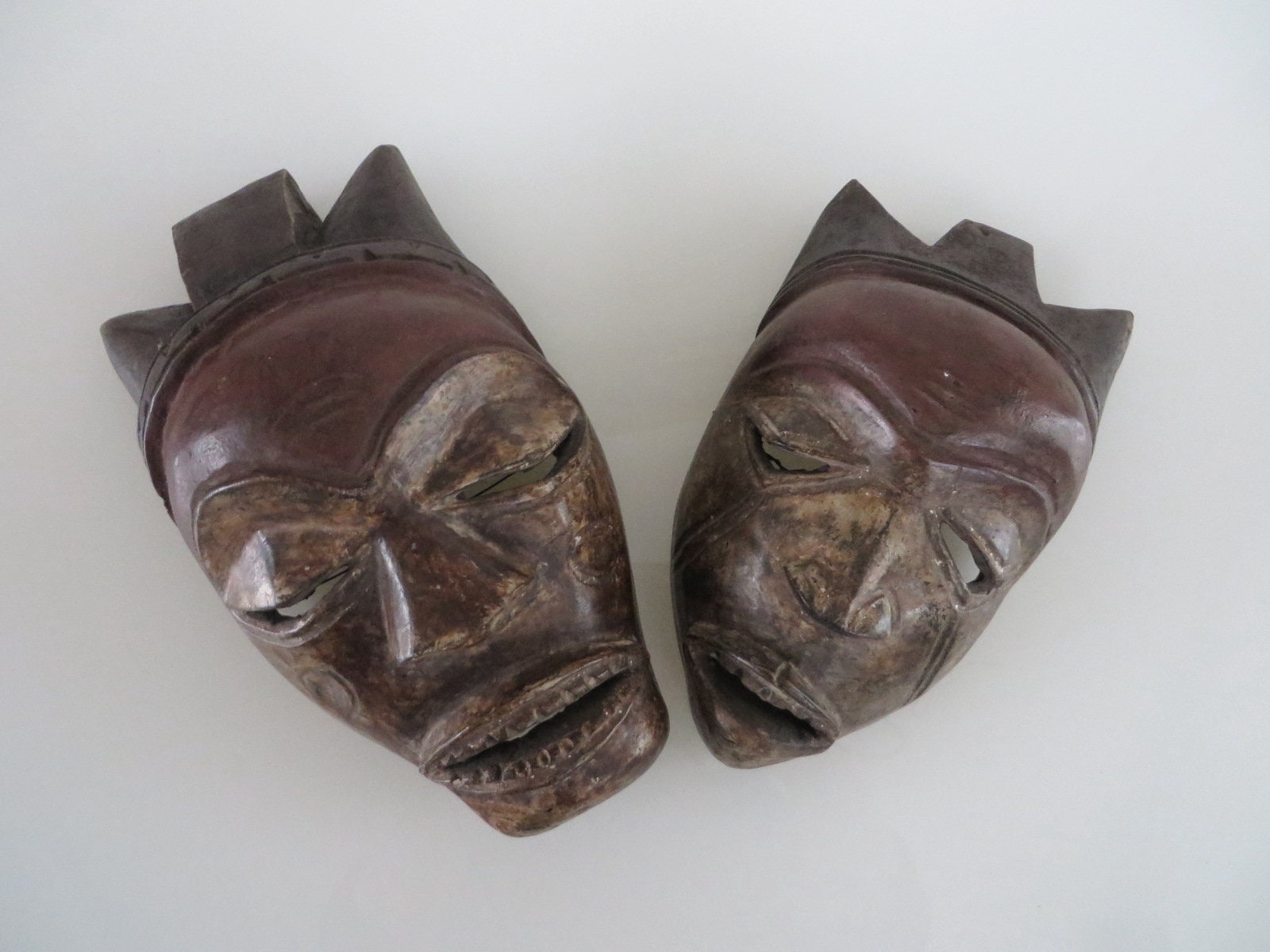 Old African Congo Chokwe Tribal Facial Masks Hand Carved Wood - Etsy