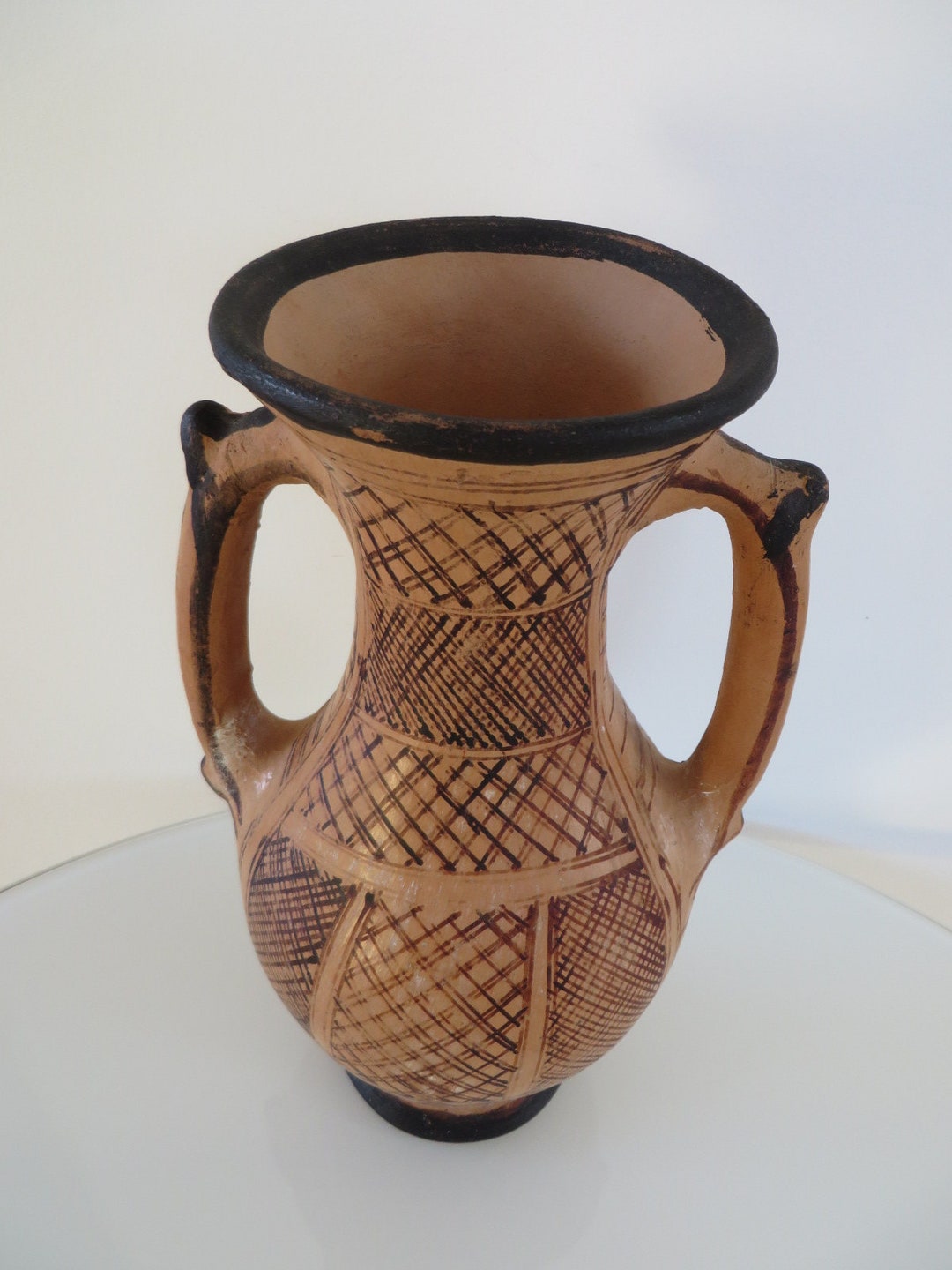 Moroccan or Algerian Berber Kabyle Clay Jar With Minimalist Geometric ...