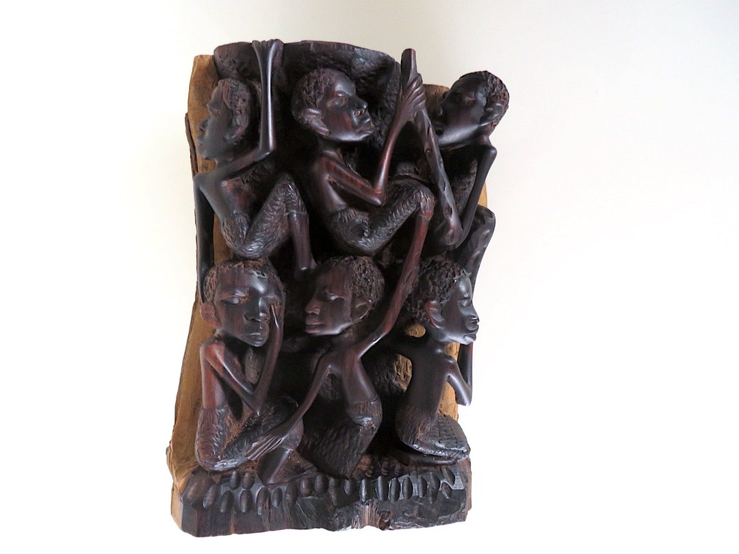 Ebony Wood Carved African Makonde Tree of Life Sculpture, Tanzania - Etsy