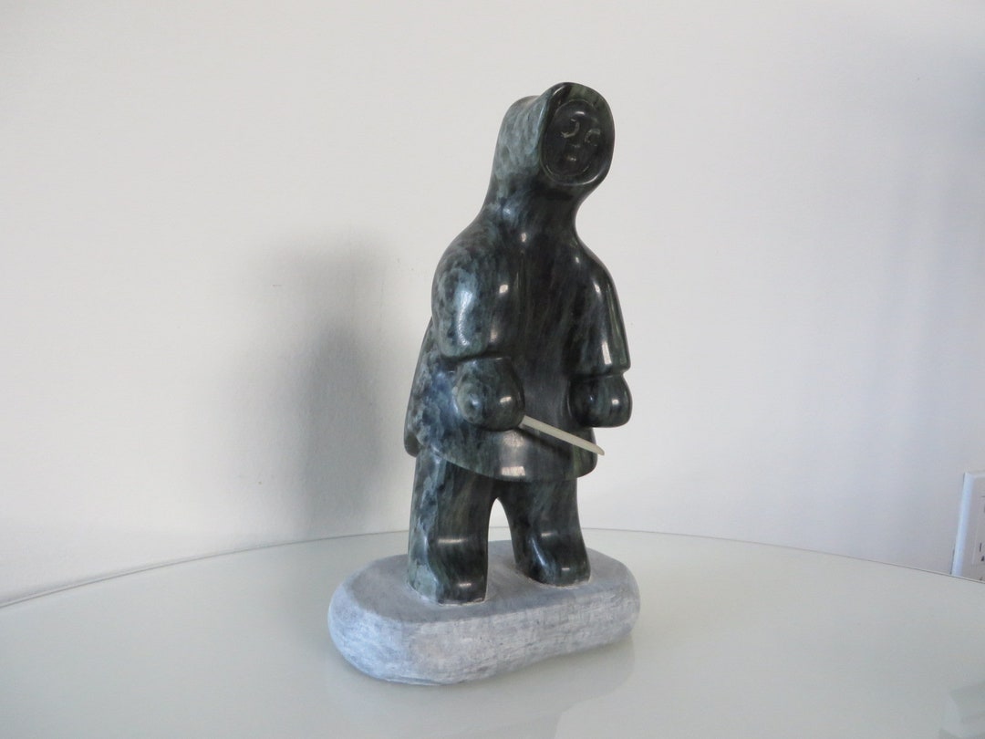 Magnificent Green Stone Inuit Eskimo Hunter Statue, 9 Inches - Etsy