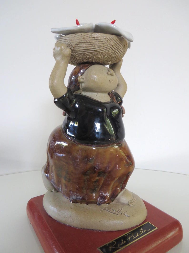 Rodo Padilla Mexican Terracotta Pottery Statue Woman With Basket of ...