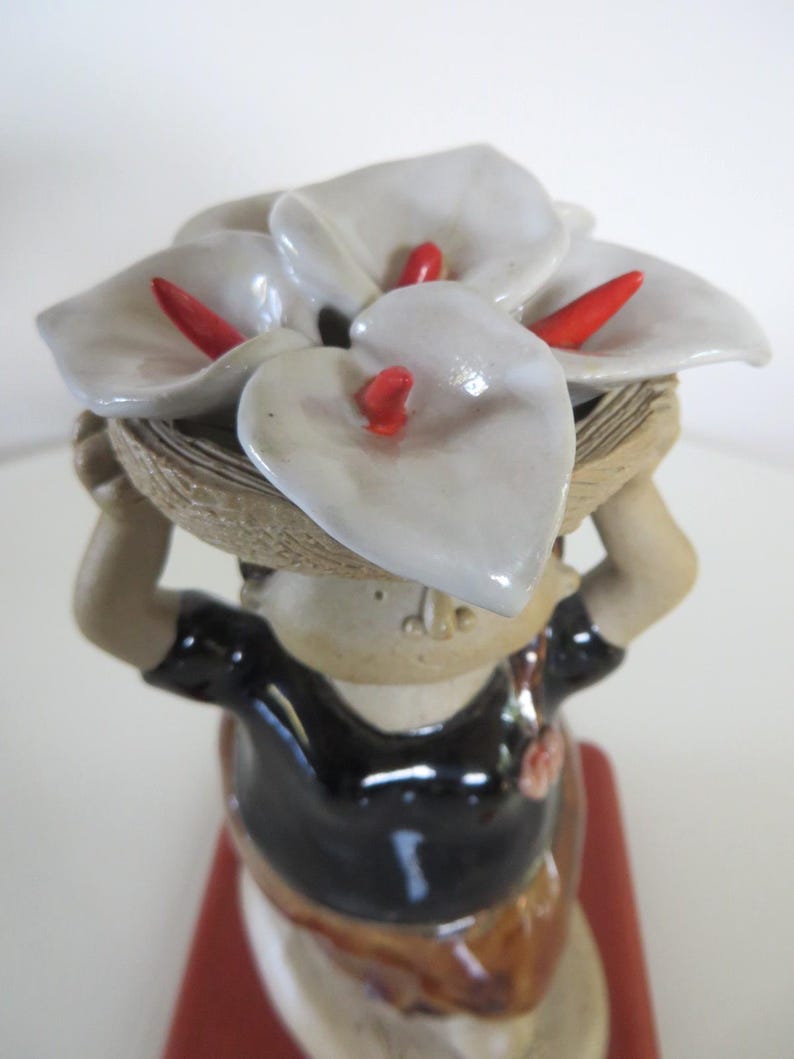 Rodo Padilla Mexican Terracotta Pottery Statue Woman With Basket of ...