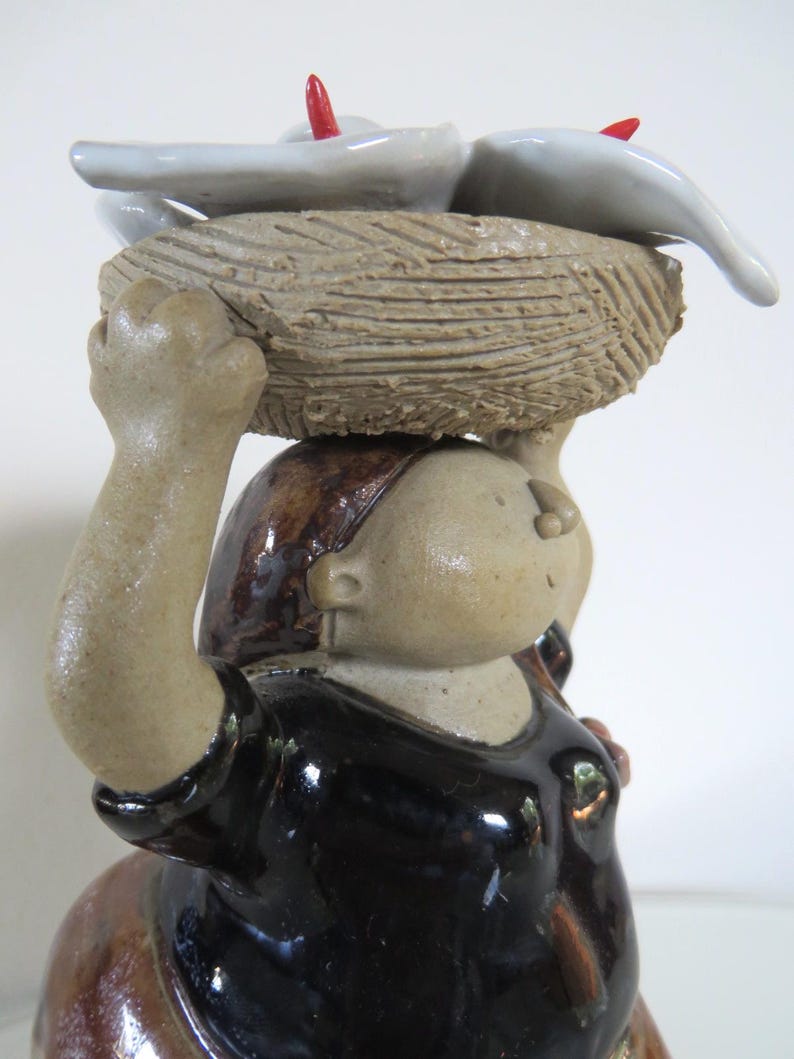 Rodo Padilla Mexican Terracotta Pottery Statue Woman With Basket of ...