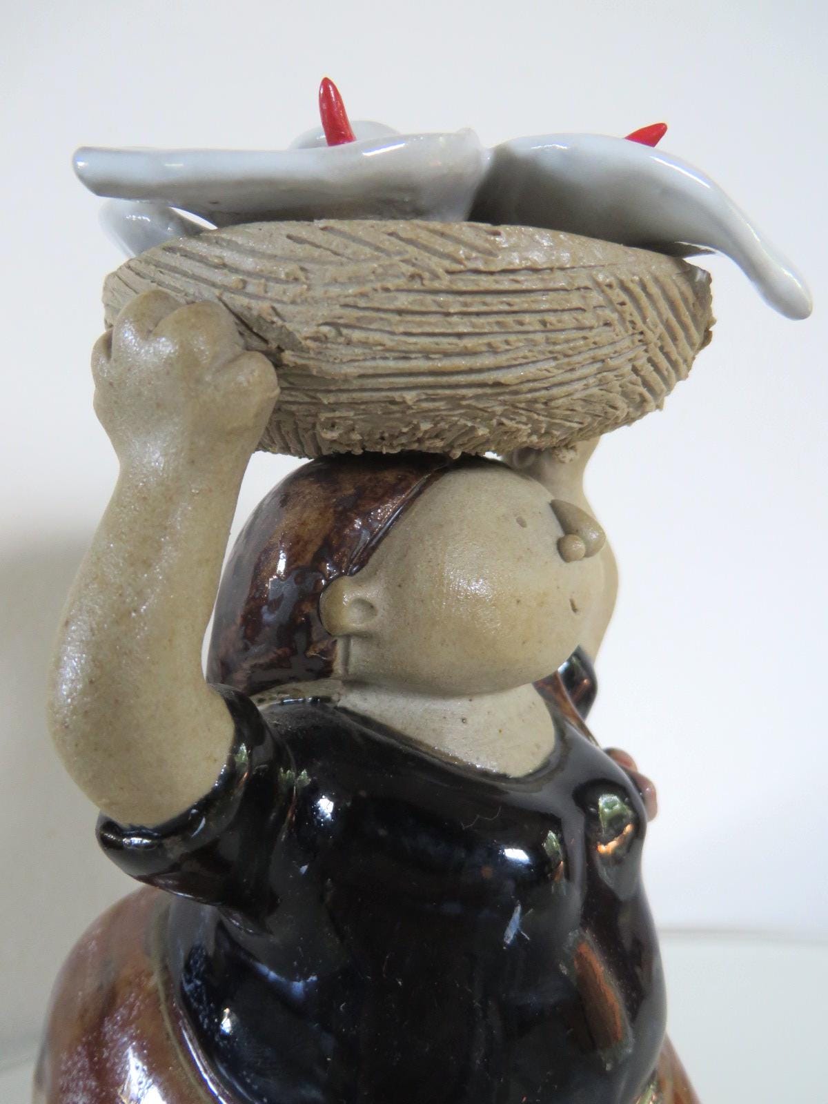 Rodo Padilla Mexican Terracotta Pottery Statue Woman With Basket of ...