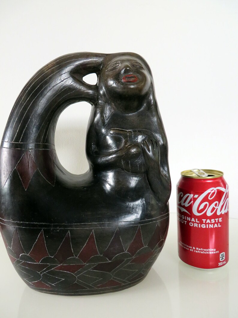 Oaxaca Black Pottery Mermaid Sculpture With Harp. Mexico Art. - Etsy