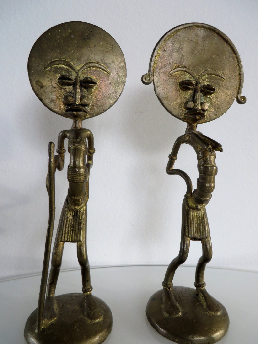 Rare African Ashanti Bronze Statuettes of a Couple, Ghana. Tribal Art ...