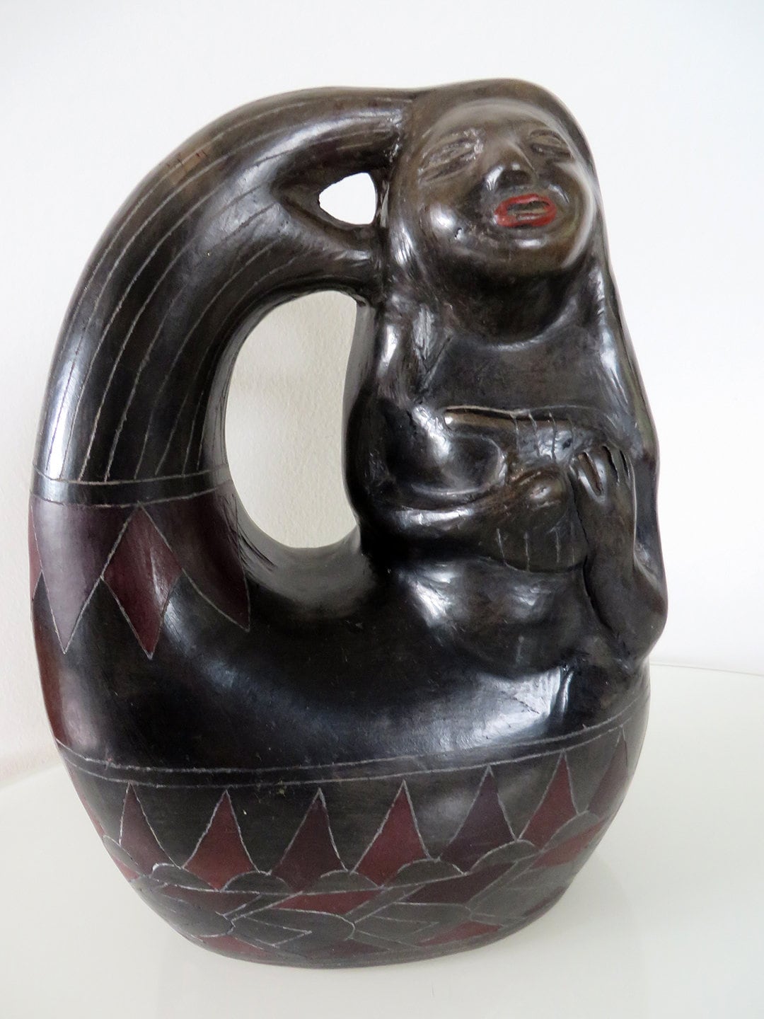 Oaxaca Black Pottery Mermaid Sculpture With Harp. Mexico Art. - Etsy