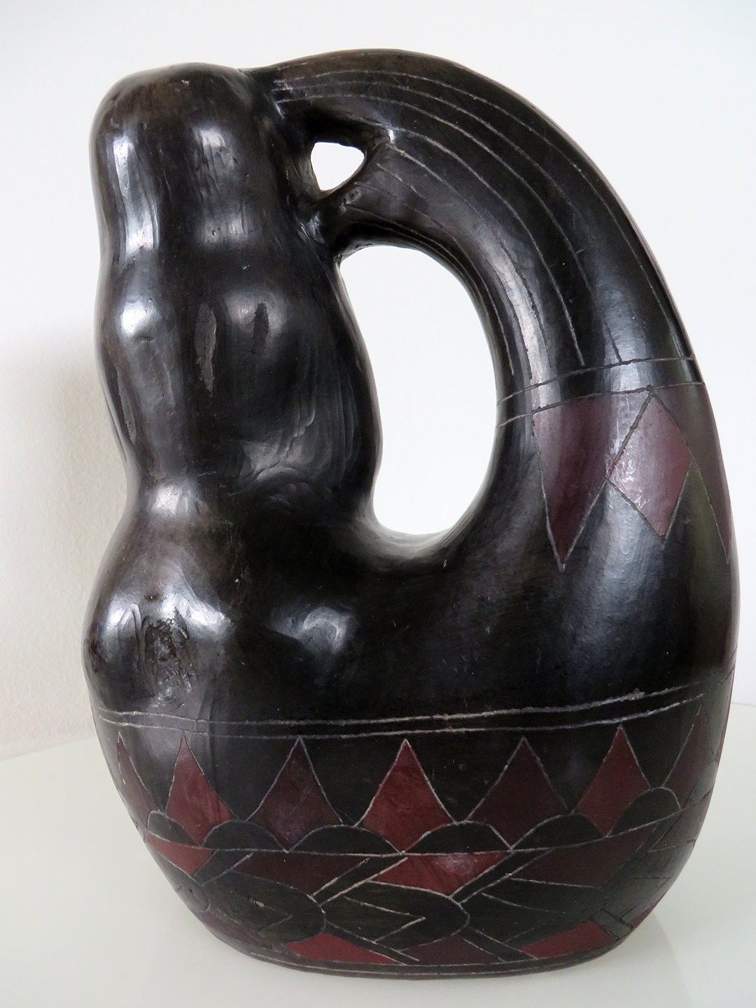 Oaxaca Black Pottery Mermaid Sculpture With Harp. Mexico Art. - Etsy
