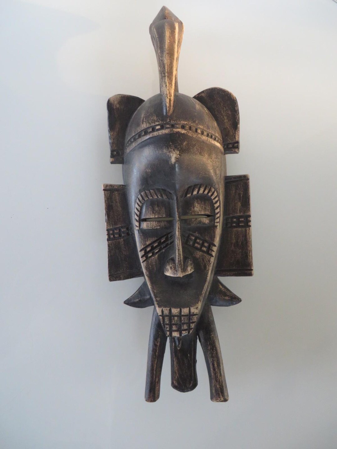 Senoufo African Tribal Wooden Mask Decorated With the Head of a Sacred ...