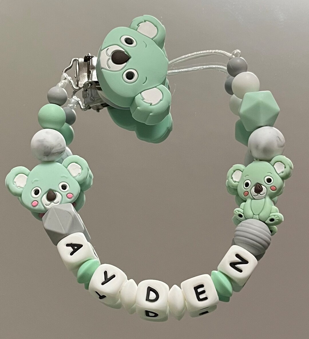 Personalized Girl Boy Pacifier Clip Mint Green Koala Animal Pacifier ...