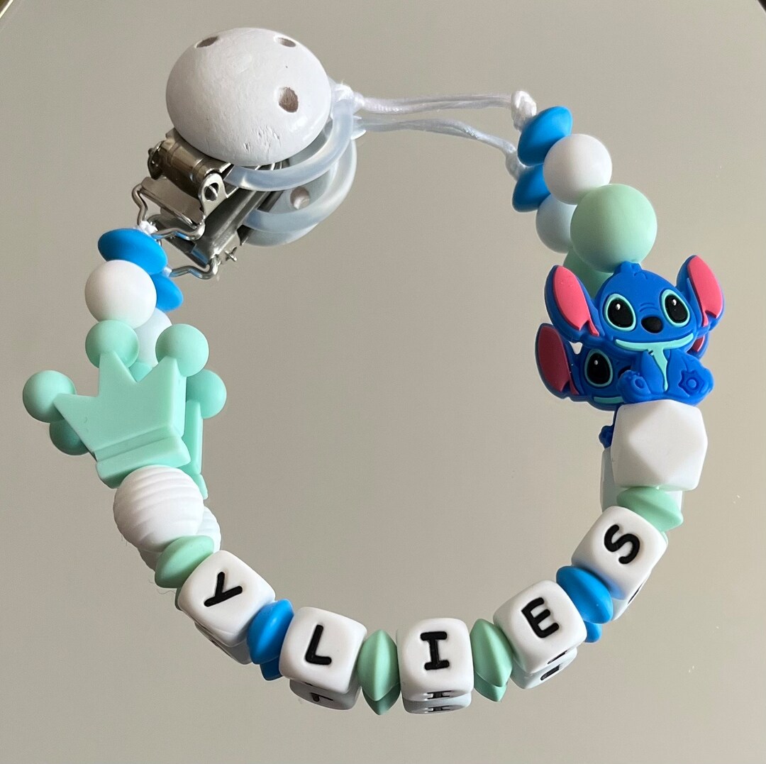 Personalized Girl Boy Pacifier Clip Blue Stitch Pacifier Clip Baby ...