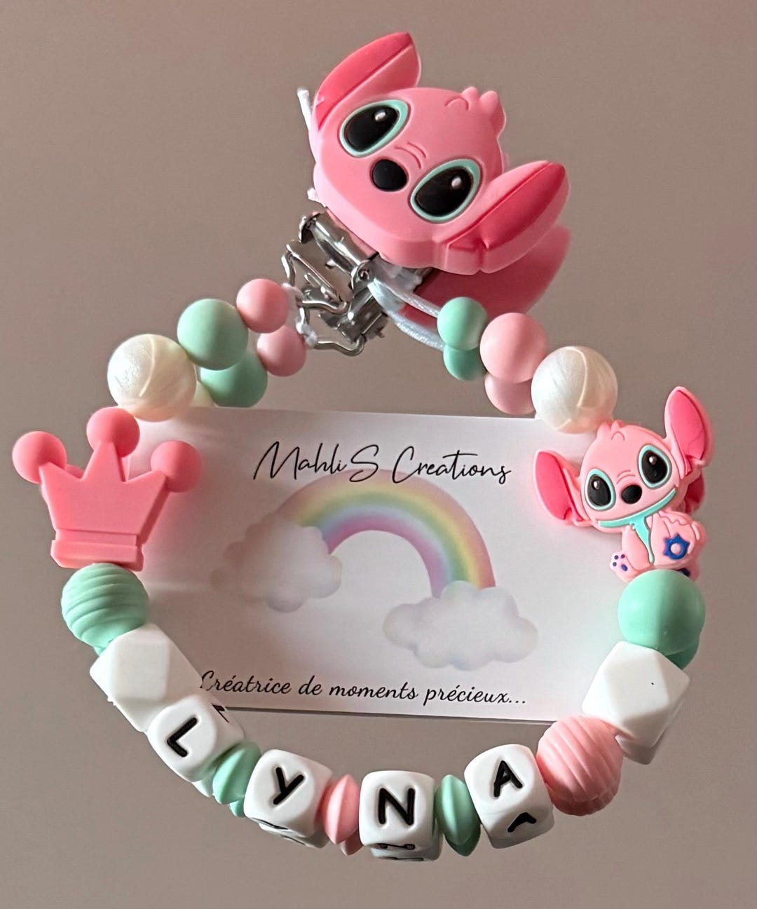 Personalized Pacifier Clip for Girl and Boy Stitch Rose Pacifier Clip ...