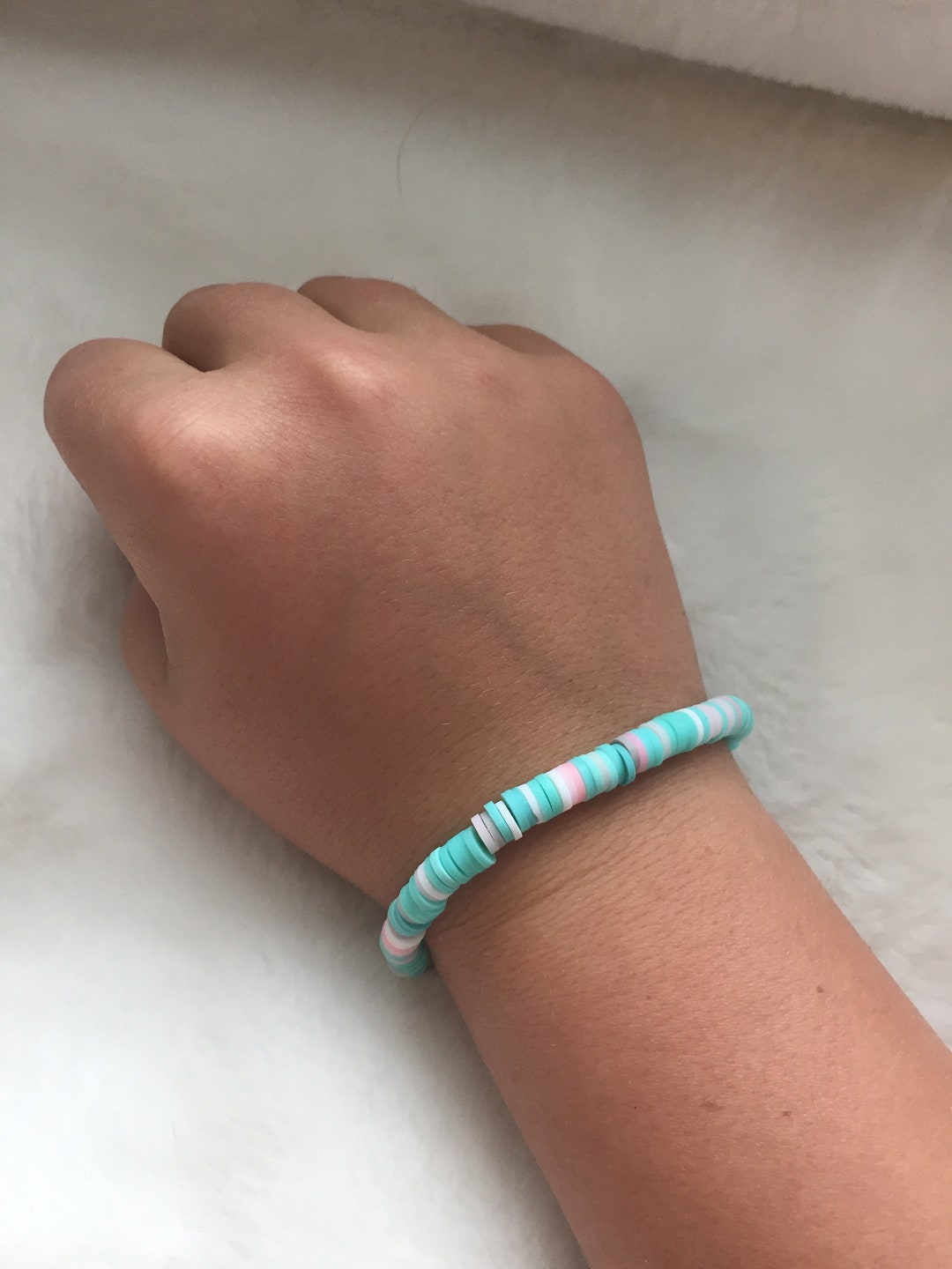 Cotton Candy Clay Bead Bracelet - Etsy