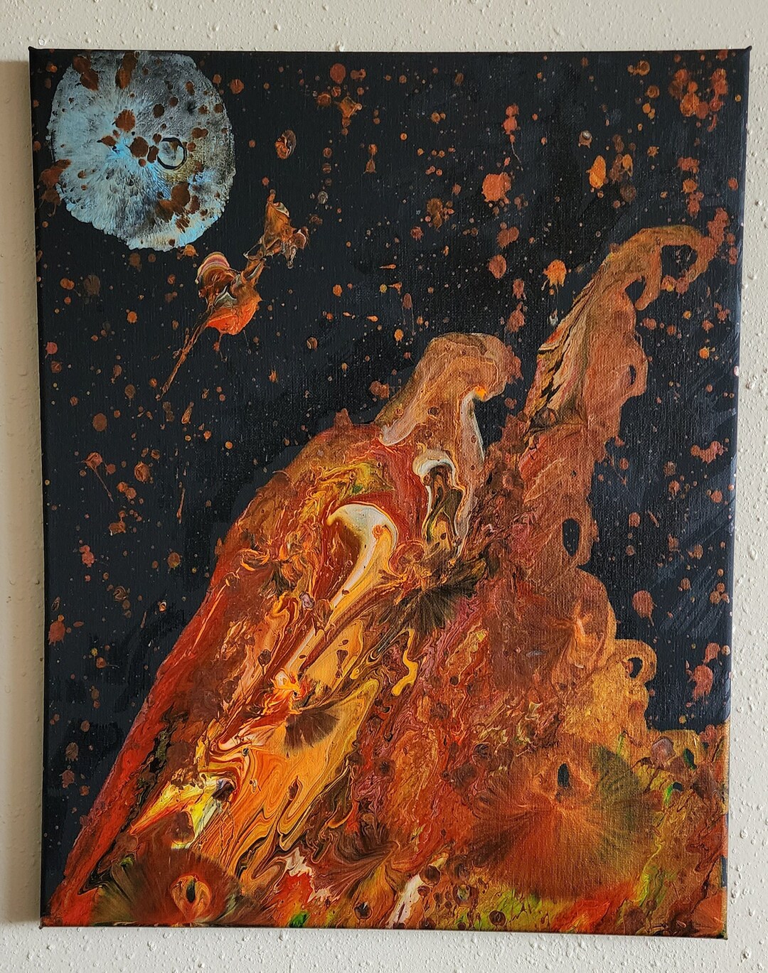 Original Painting "burn" 16x20 on Black Canvas - Etsy