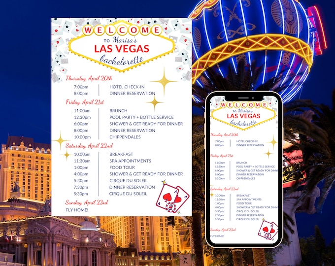 Las Vegas Bachelorette Itinerary Template | Bachelorette Party Template | Digital Itinerary ...