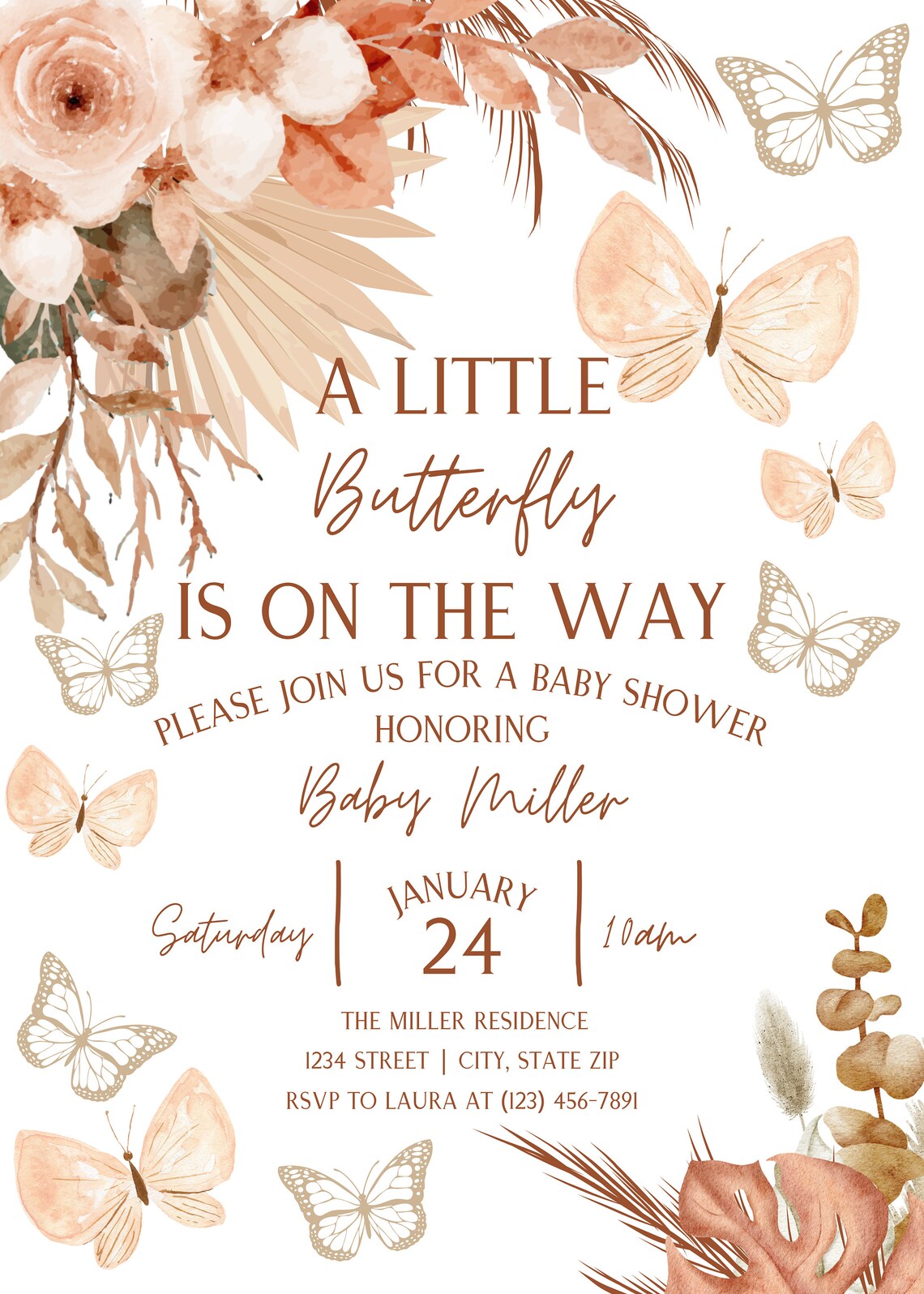 Digital Download Butterfly Baby Shower Invitation - Etsy