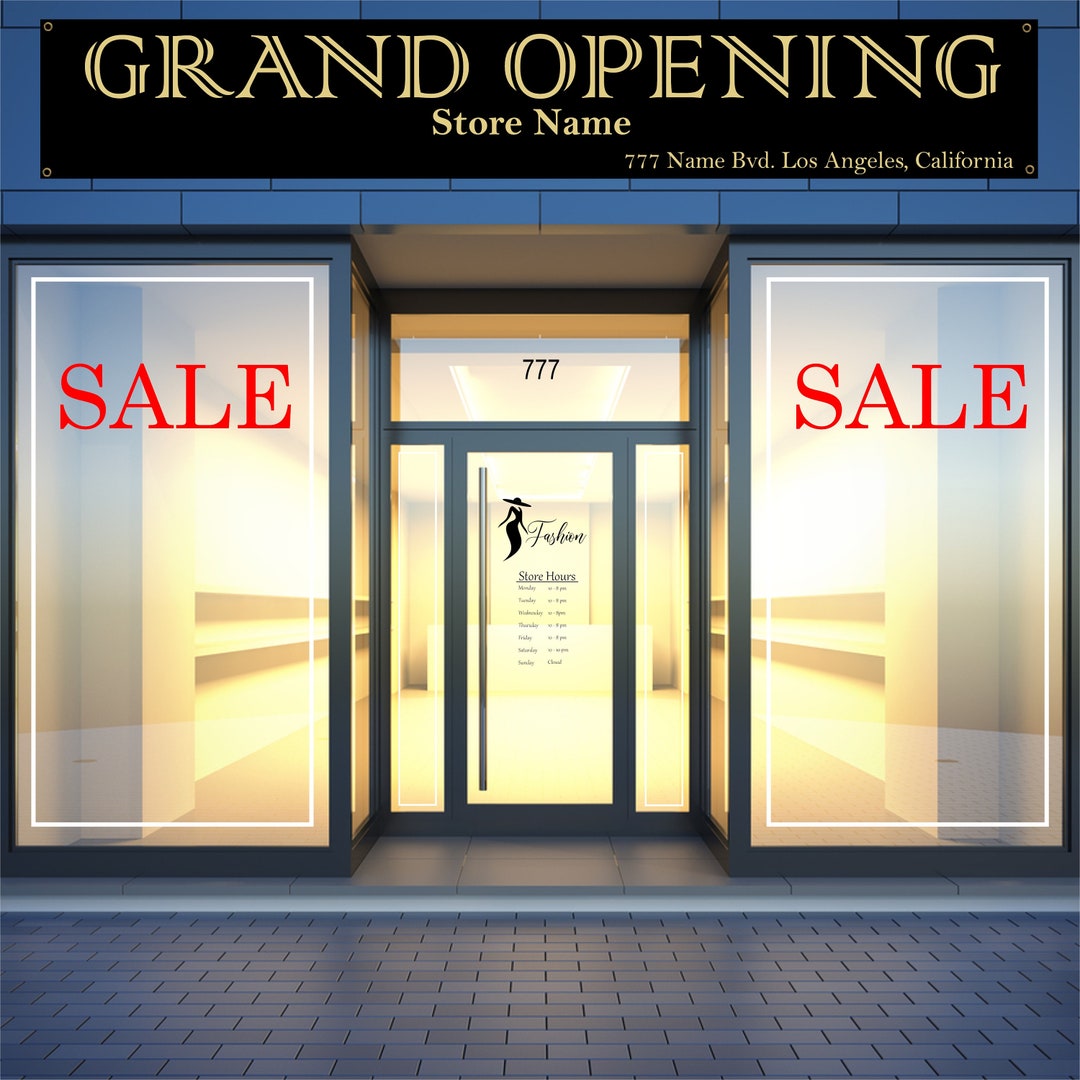 Store Front Decal Grand Opening Banner Address Signage Menu Door Hours ...