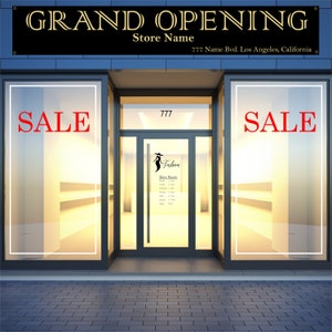 Store Front Decal Grand Opening Banner Address Signage Menu Door Hours ...