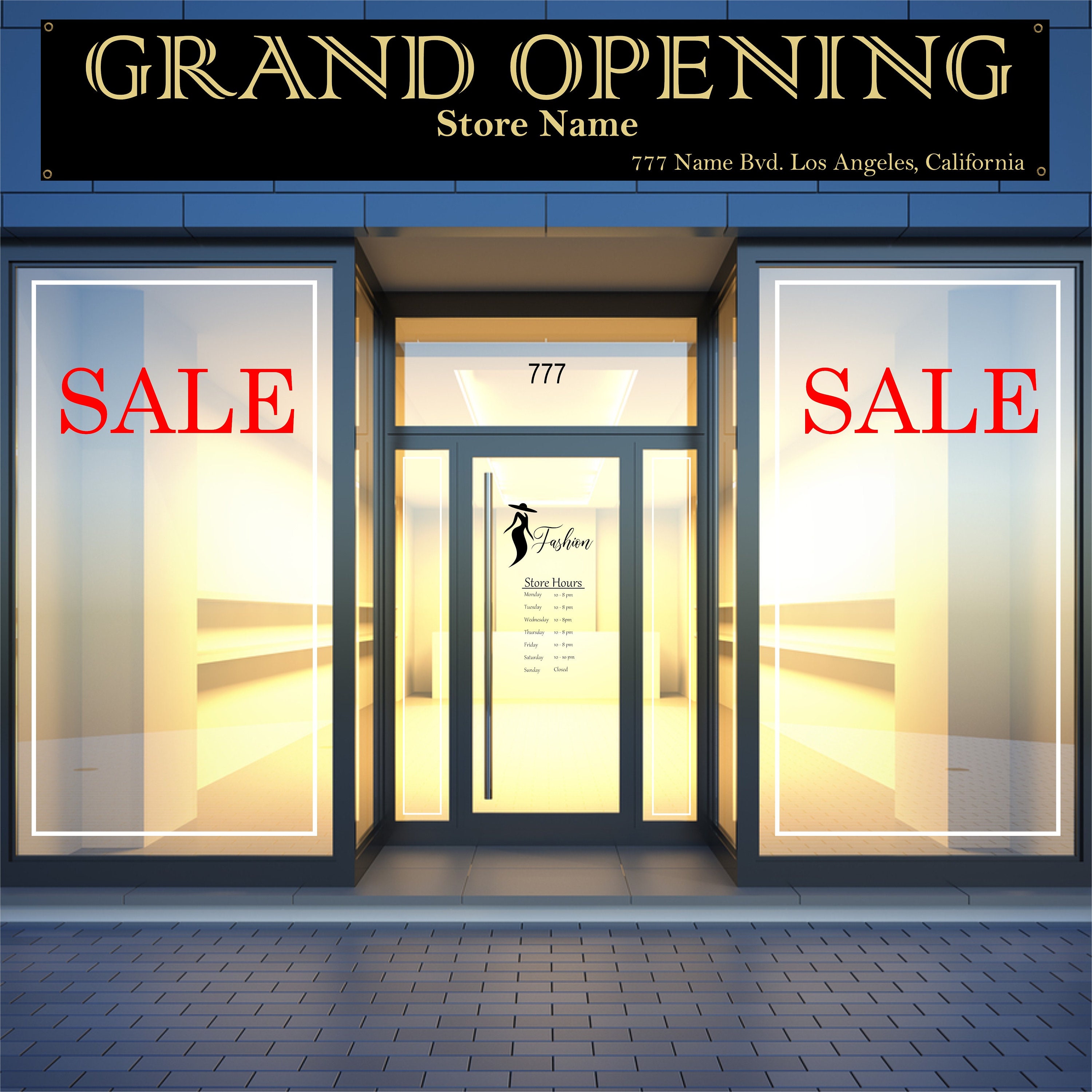 Store Front Decal Grand Opening Banner Address Signage Menu Door Hours ...