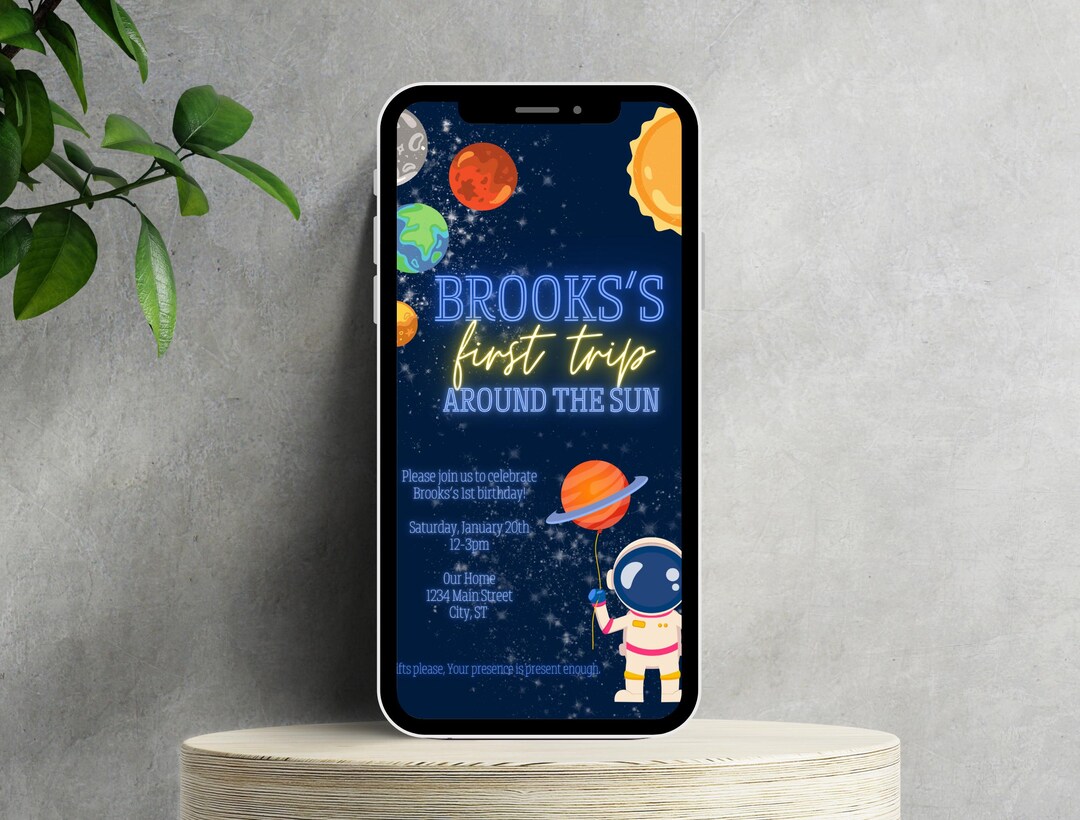 Mobile Birthday Party Invitation Space Custom Birthday Invite Digital ...
