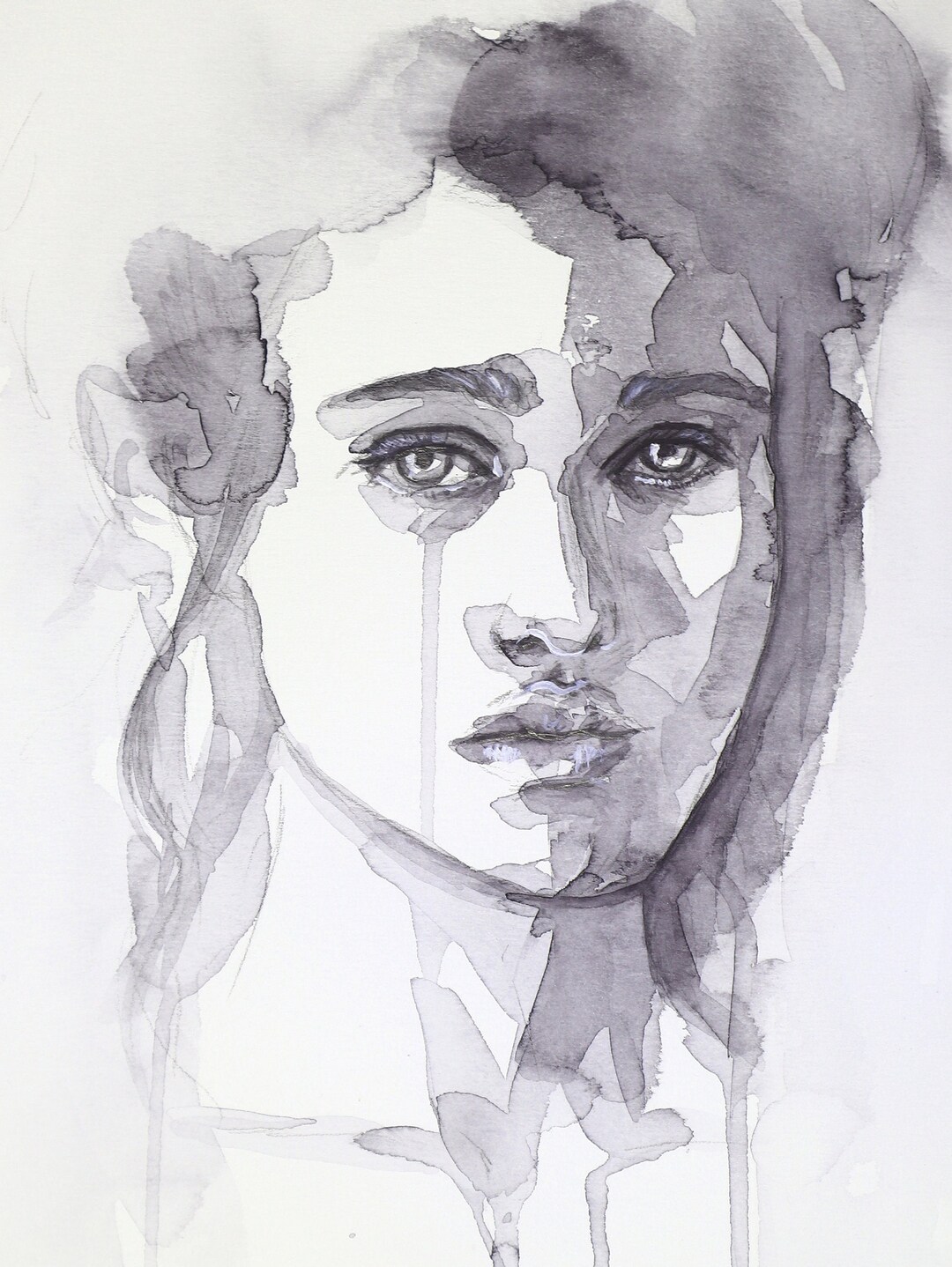 Personalised Monochromatic Watercolour Portrait - Etsy