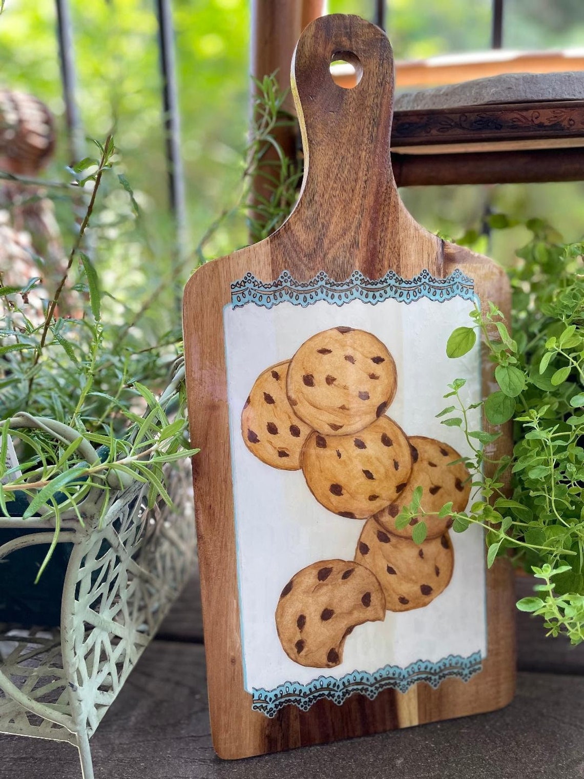 Hand Painted Chocolate Chip Cookies Serving Board - Etsy