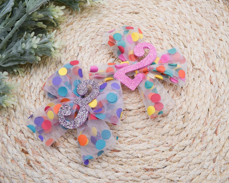 Custom Birthday Hair Bow Girl's Birthday Gift Tulle Fabric Hair Bows ...