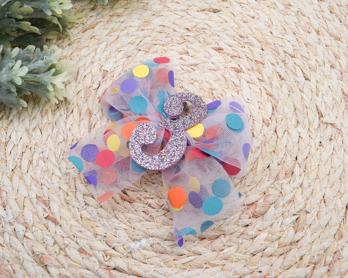 Custom Birthday Hair Bow Girl's Birthday Gift Tulle Fabric Hair Bows ...
