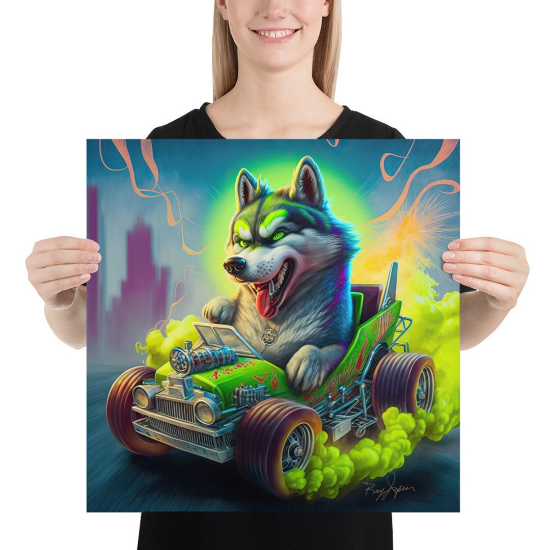 Screamin' Demon Malamute Cartoon Illustration Poster - Etsy