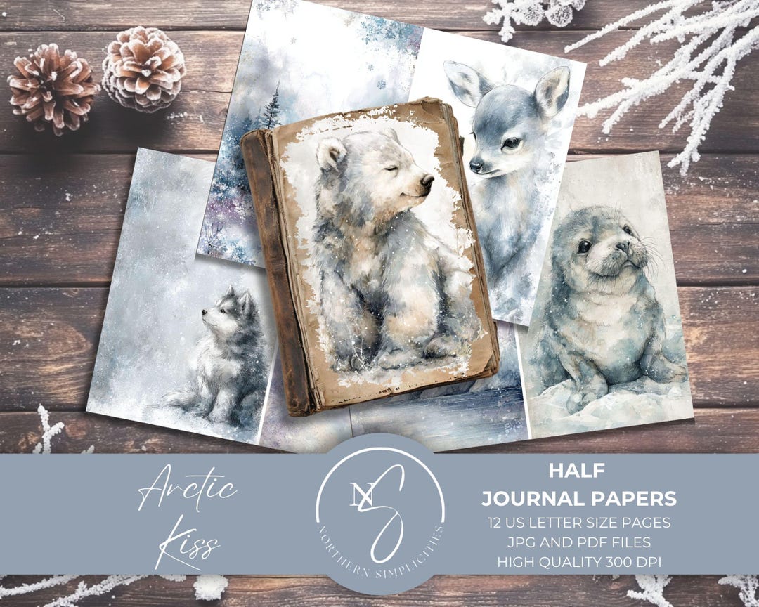 Arctic Kiss Journal Papers With Kawaii Animals for Winter Wonderland ...