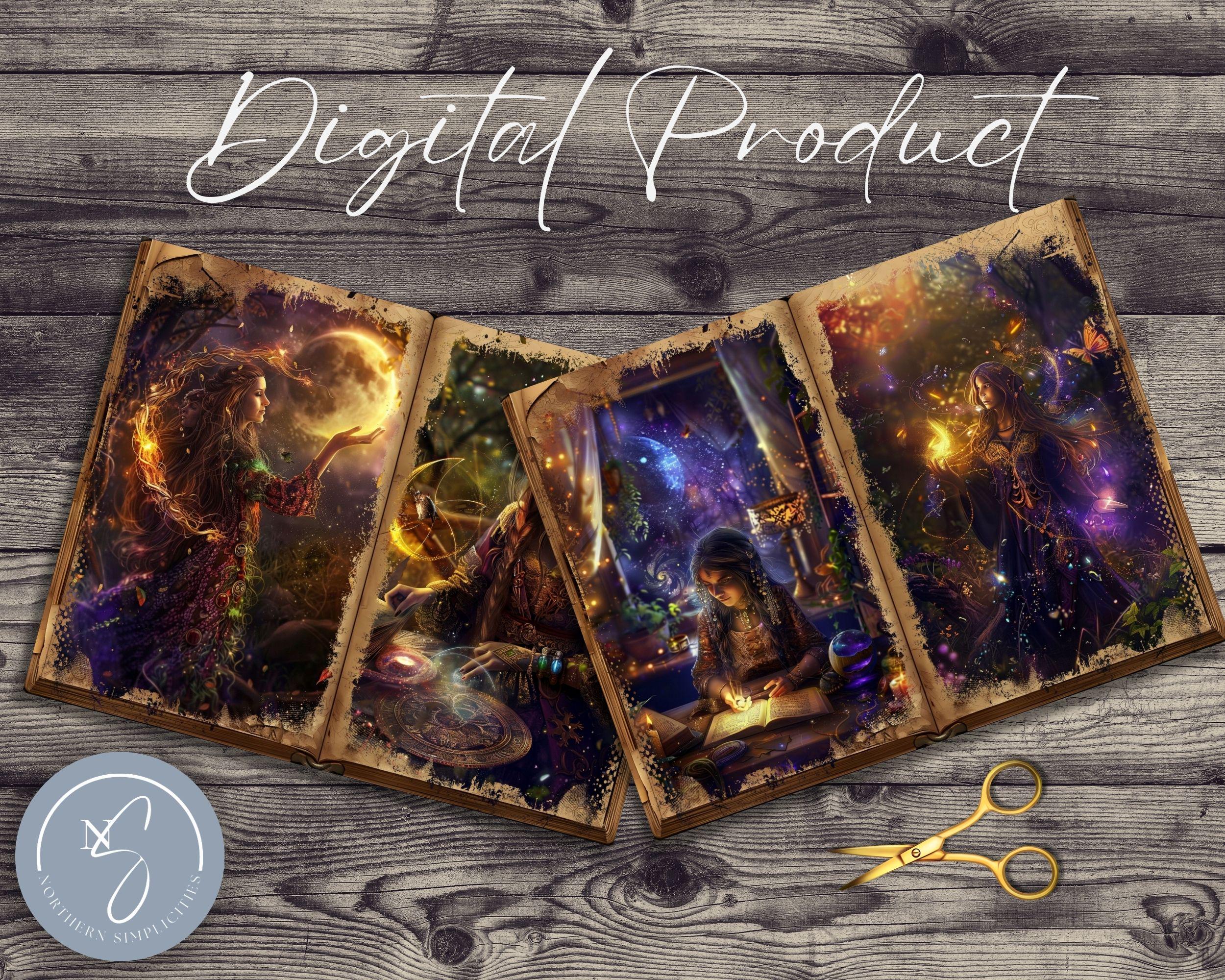 Mystic Enclave Witchy Junk Journal Kit, Grimoire and Vintage Ephemera, Gothic Digital Scrapbook ...