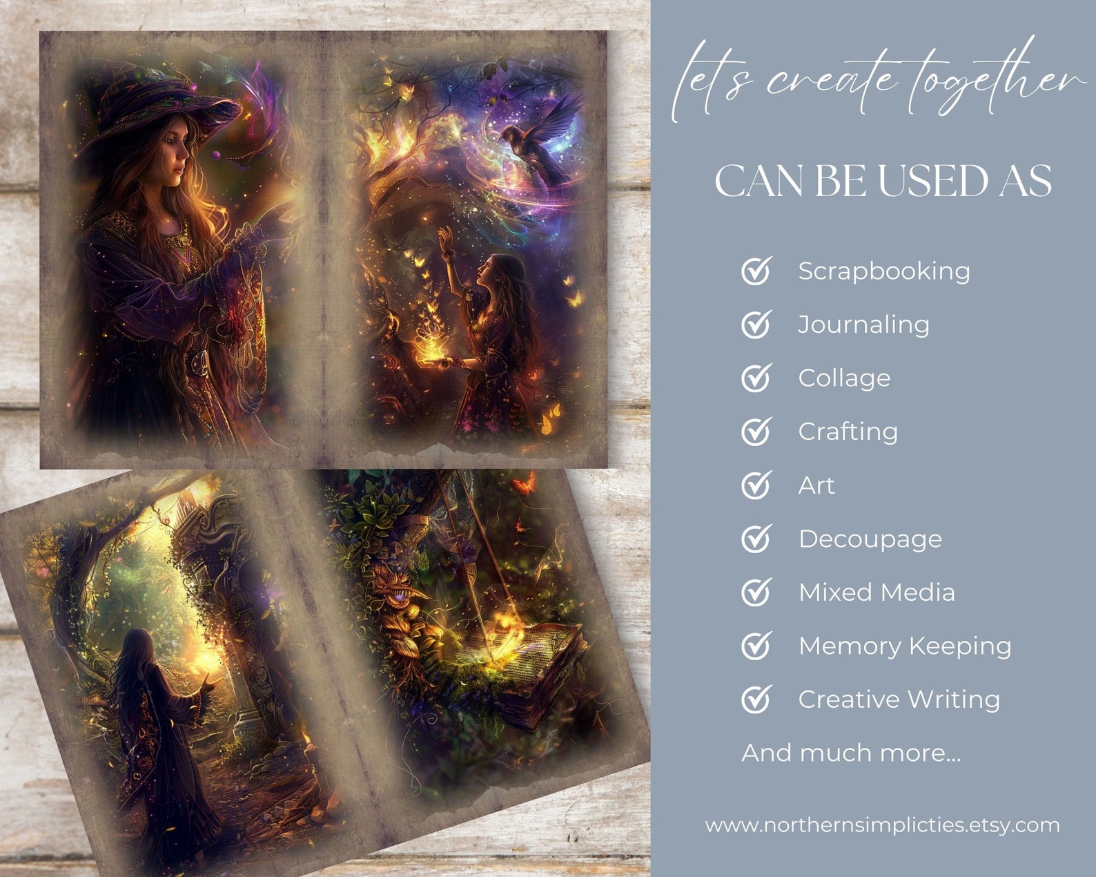 Mystic Enclave Witchy Junk Journal Kit, Grimoire and Vintage Ephemera, Gothic Digital Scrapbook ...