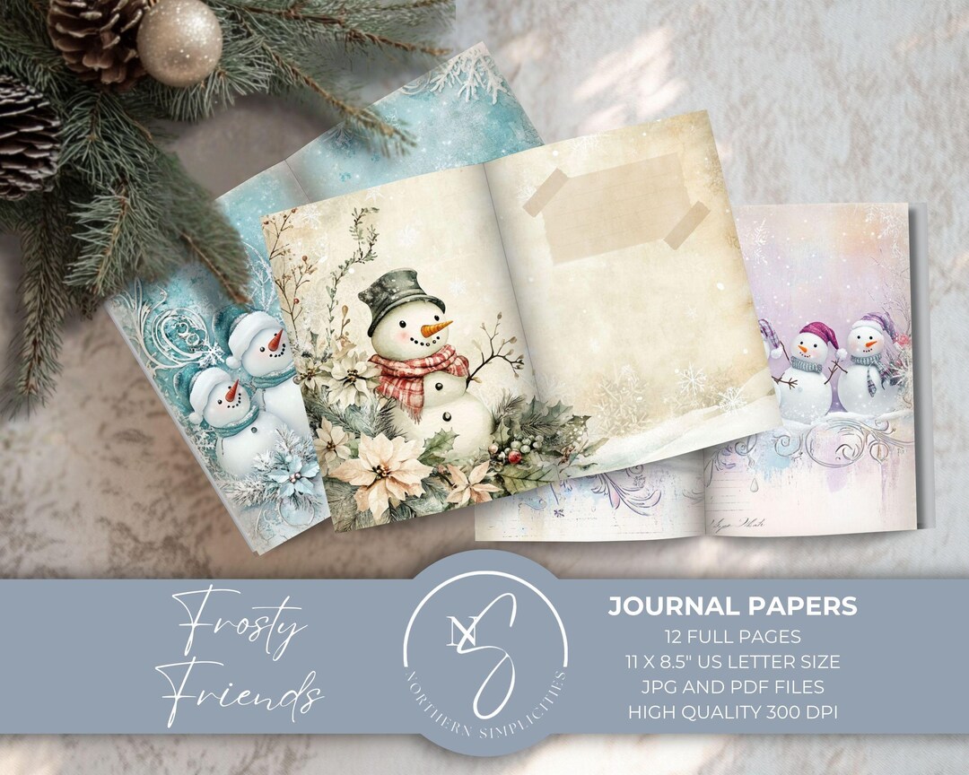 Frosty Friends Junk Journal Papers Christmas Digital Download Kit ...