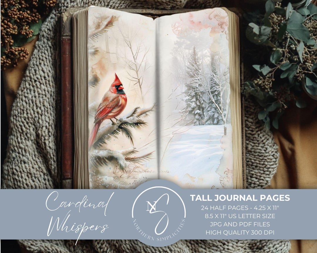 Cardinal Whispers Tall Journal Pages Perfect for Tall and Skinny Junk ...