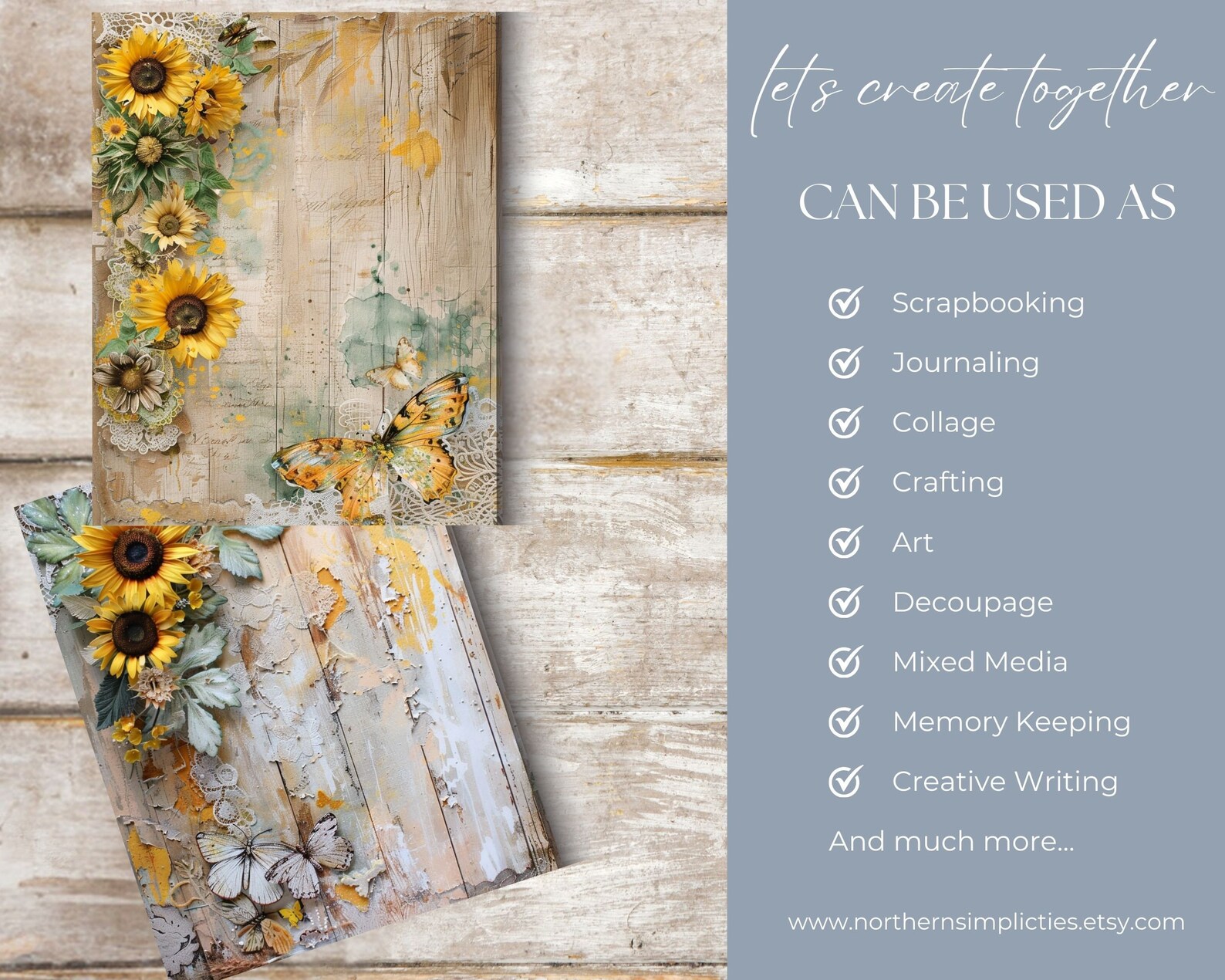 Sunflower Bliss Journal Tall and Skinny Printable Kit Digital Download ...