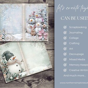Frosty Friends Junk Journal Pages Christmas Snowman Scrapbook Printable ...