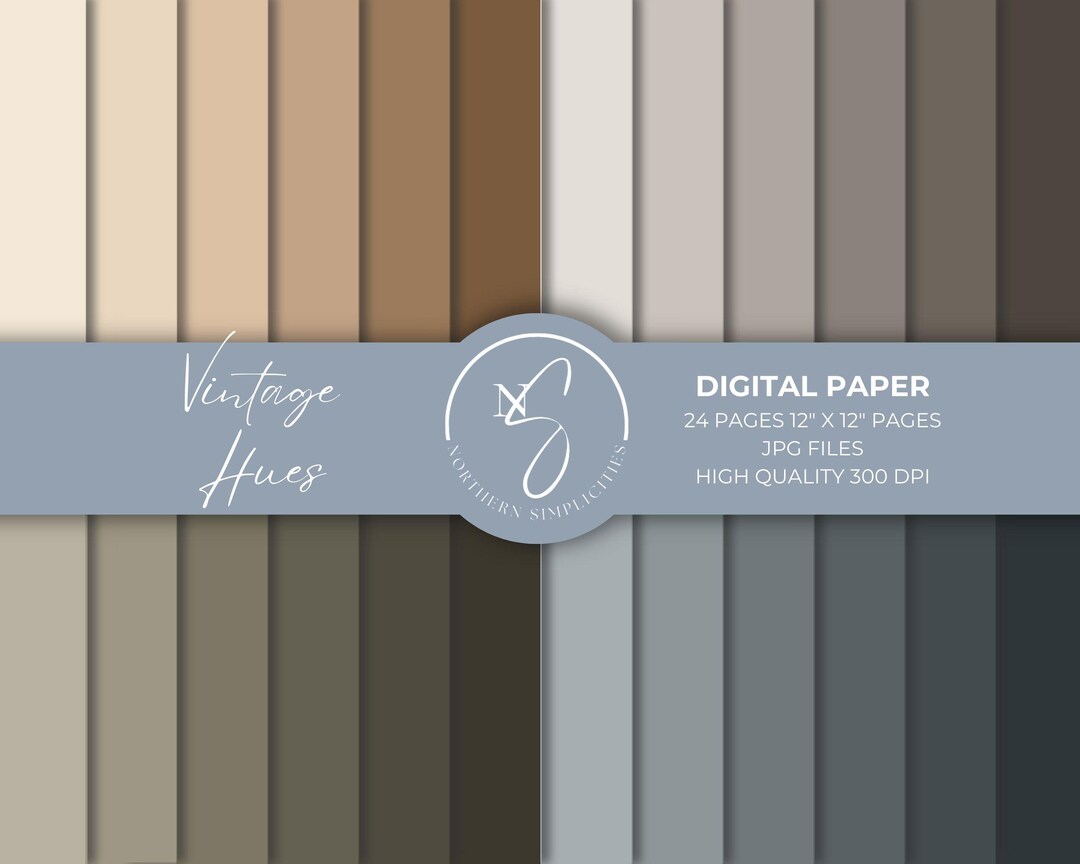 Vintage Hues Digital Paper Pack Offers Solid Colors for Scrapbooking ...