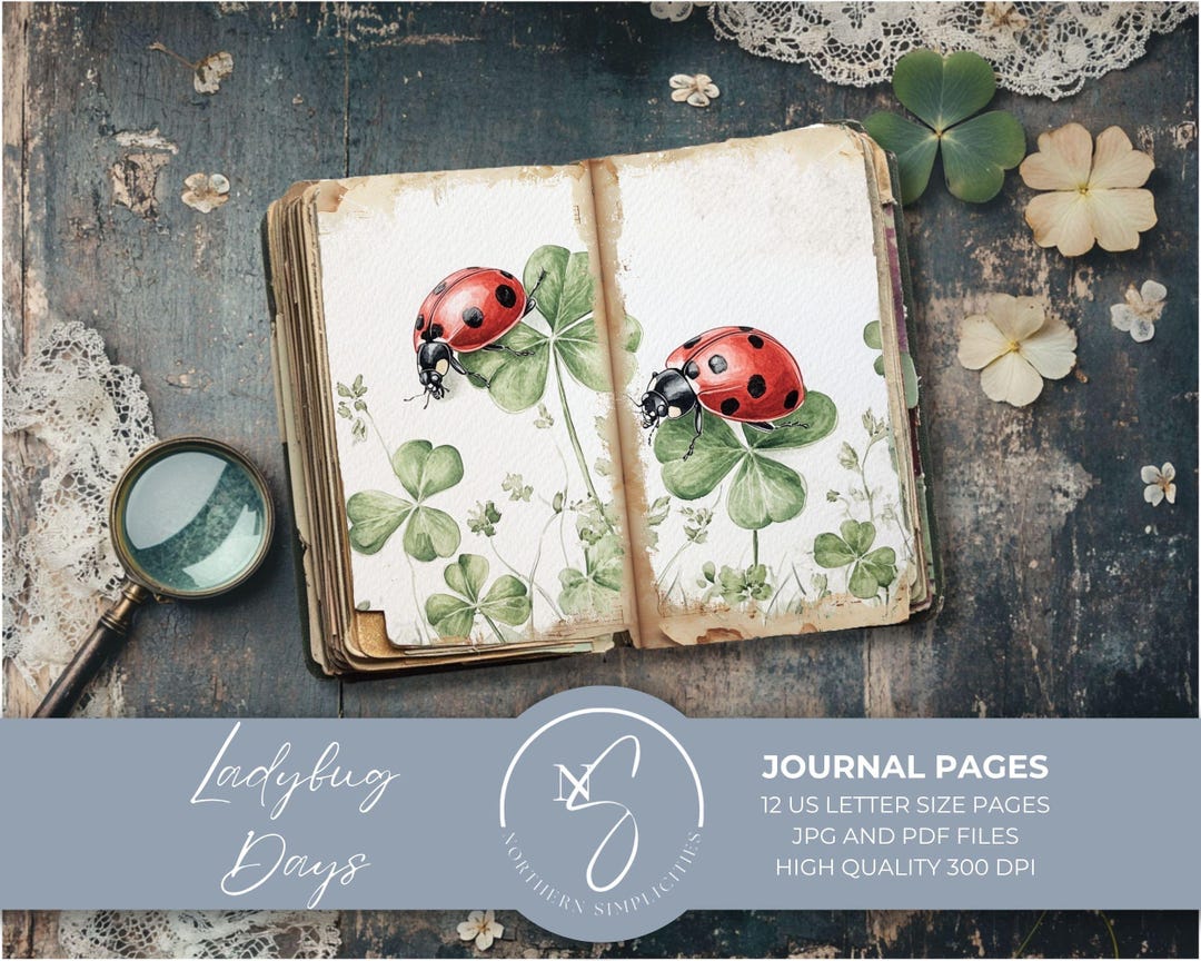 Ladybug Days Journal Pages a Digital Junk Journal Kit for Ephemera ...