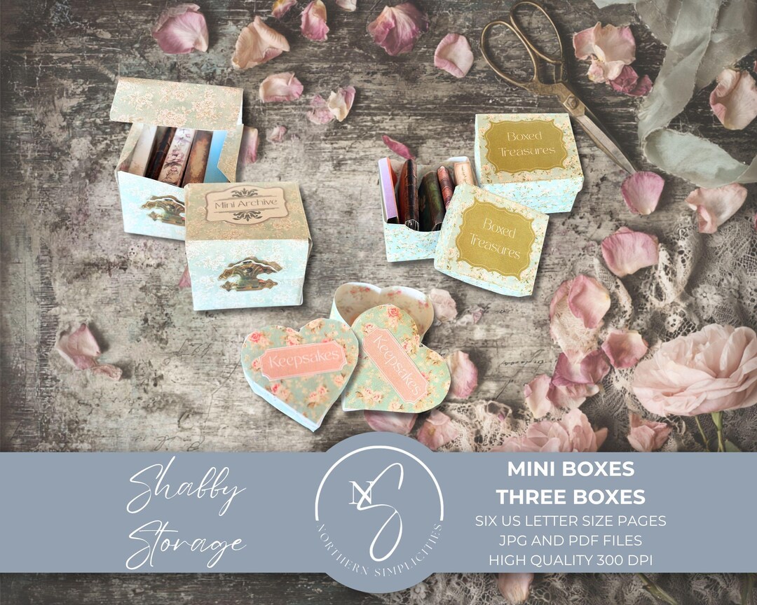 Shabby Storage Mini Boxes for Mini Album Folio Books, Box Project Craft ...