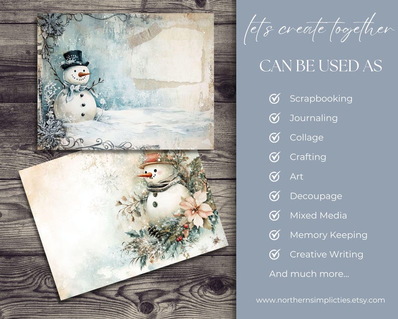 Frosty Friends Junk Journal Papers Christmas Digital Download Kit ...