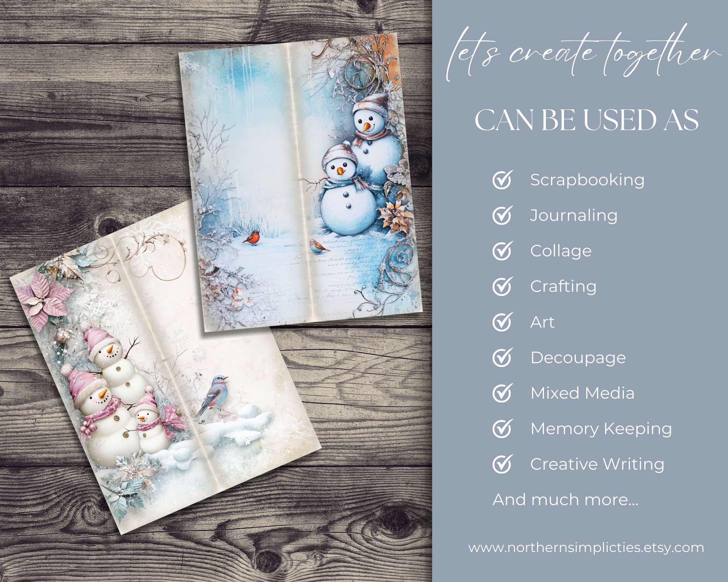 Frosty Friends Tall Junk Journal Pages Christmas Kit Digital Download ...