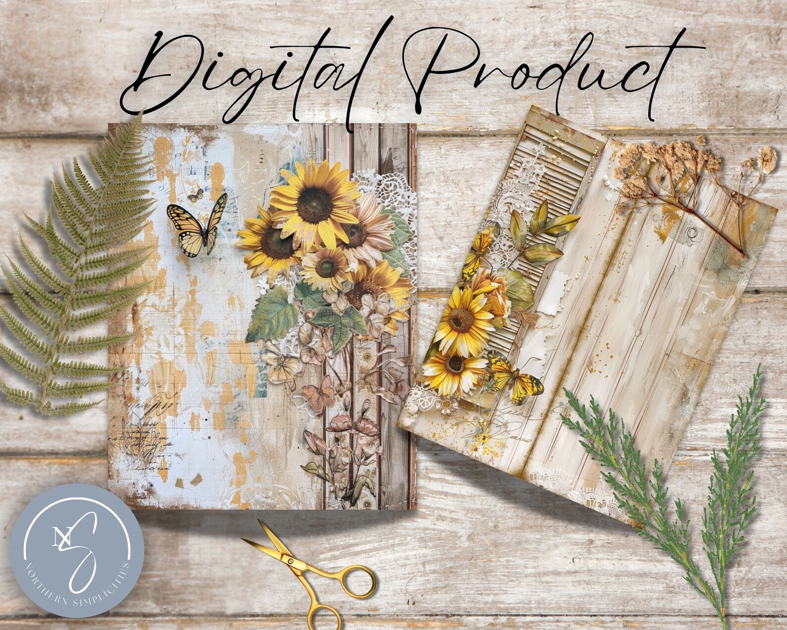 Sunflower Bliss Journal Tall and Skinny Printable Kit Digital Download ...