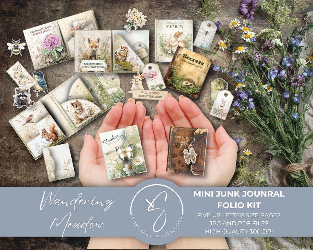 Wandering Meadow Mini Junk Journal Folio Kit With Miniature Book