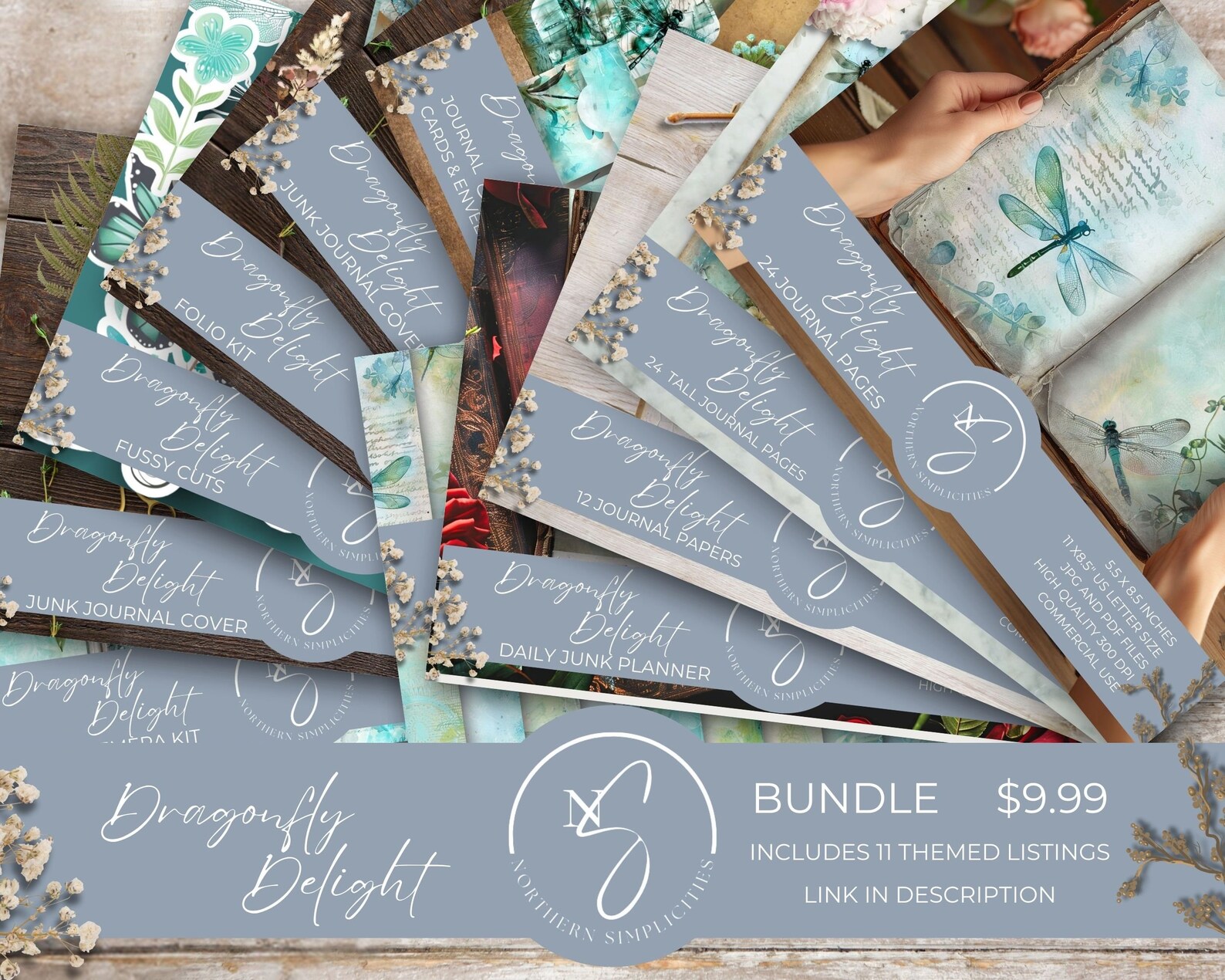 Dragonfly Delight, Vintage Junk Journal Covers, Antique Printable Hard ...