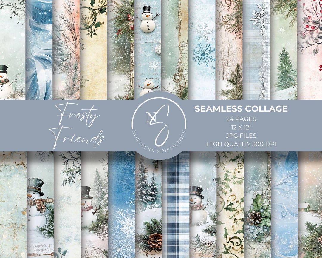 Frosty Friends Digital Paper Christmas Journal Kit Digital Download ...