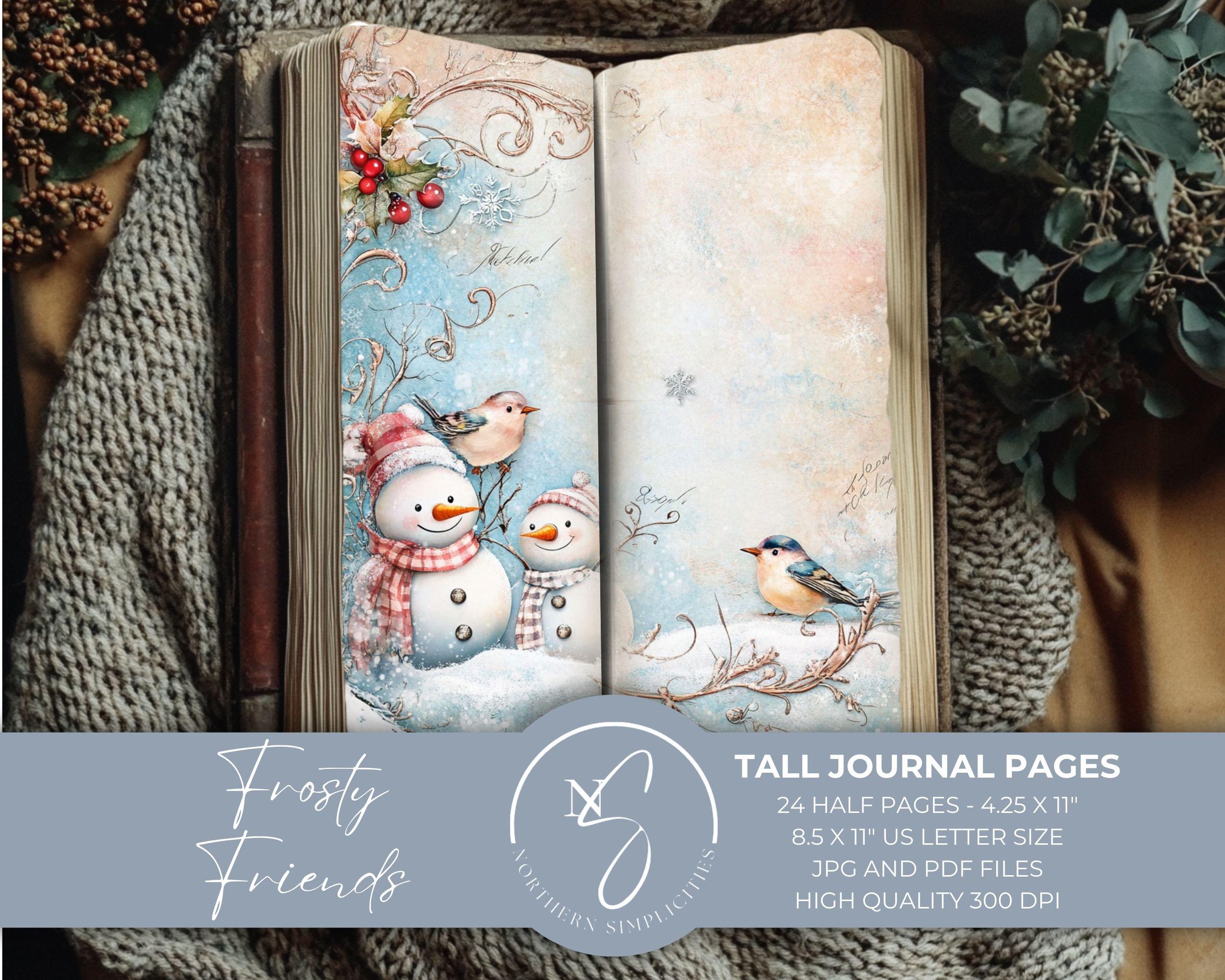 Frosty Friends Tall Junk Journal Pages Christmas Kit Digital Download ...