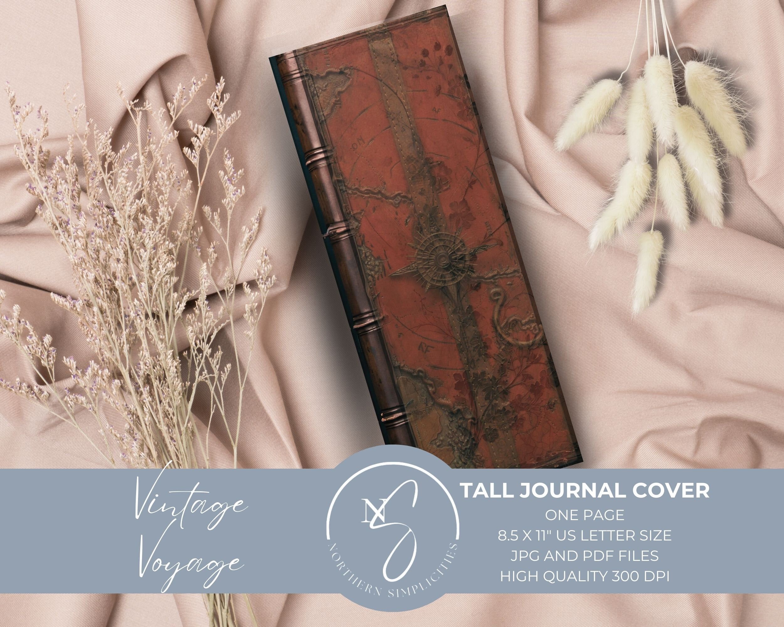 Vintage Voyage Tall and Skinny Junk Journal Cover: Antique Book Covers for Art Journals ...
